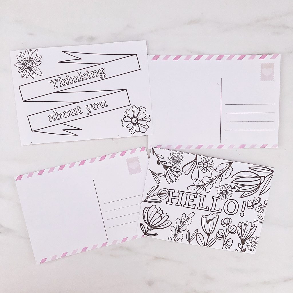 Printable colouring-in postcards - Lockdown activities for kids