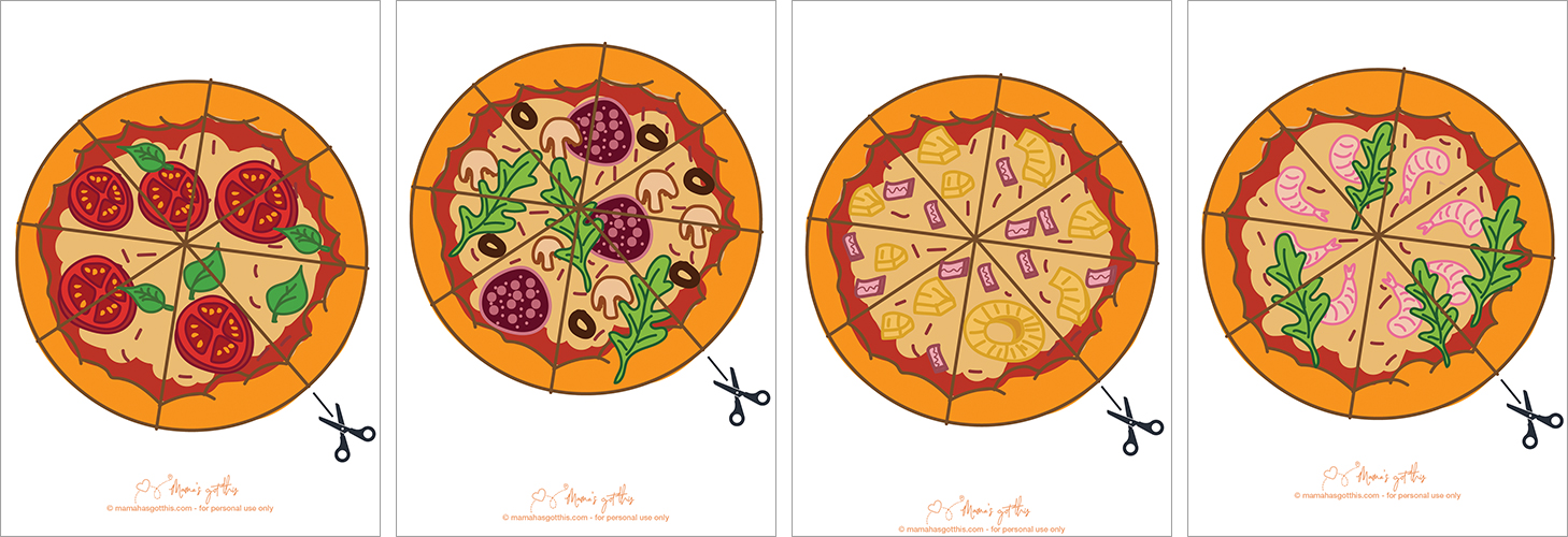 Free Pizza Cutting Skills Practice Printables (Upgrade For Colour ...