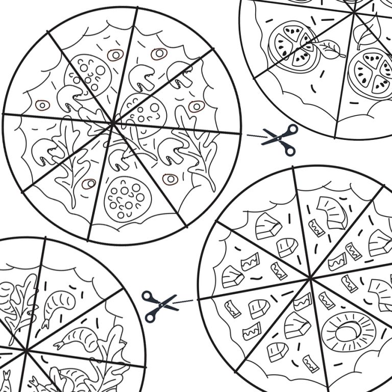 Free Pizza Cutting Skills Practice Printables (Upgrade For Colour ...