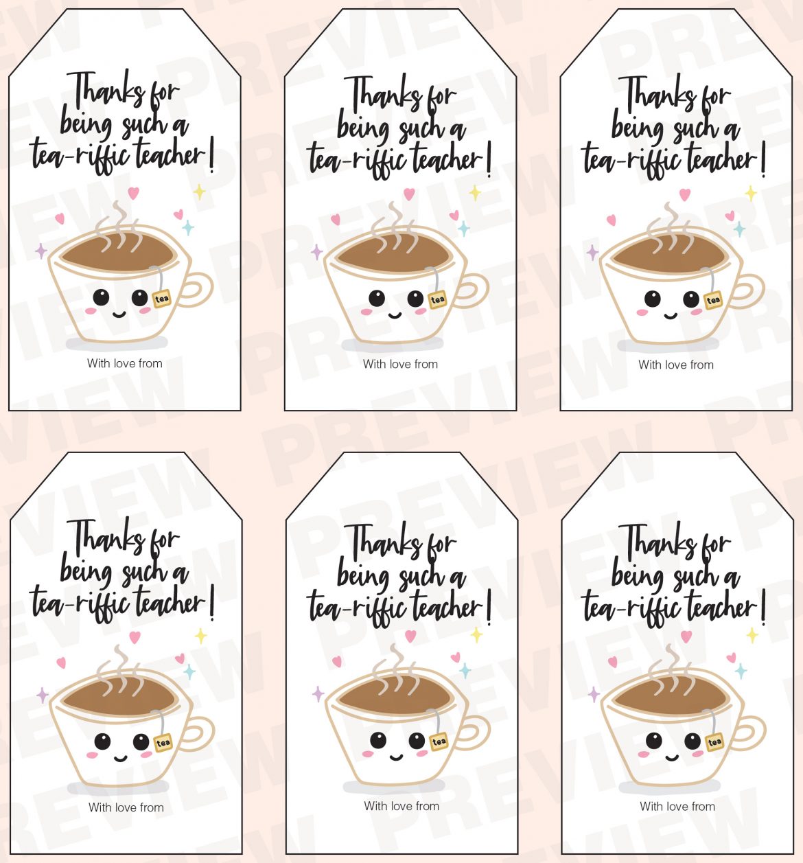 Printable Punny Personalisable Teacher Appreciation Gift Tag Templates ...
