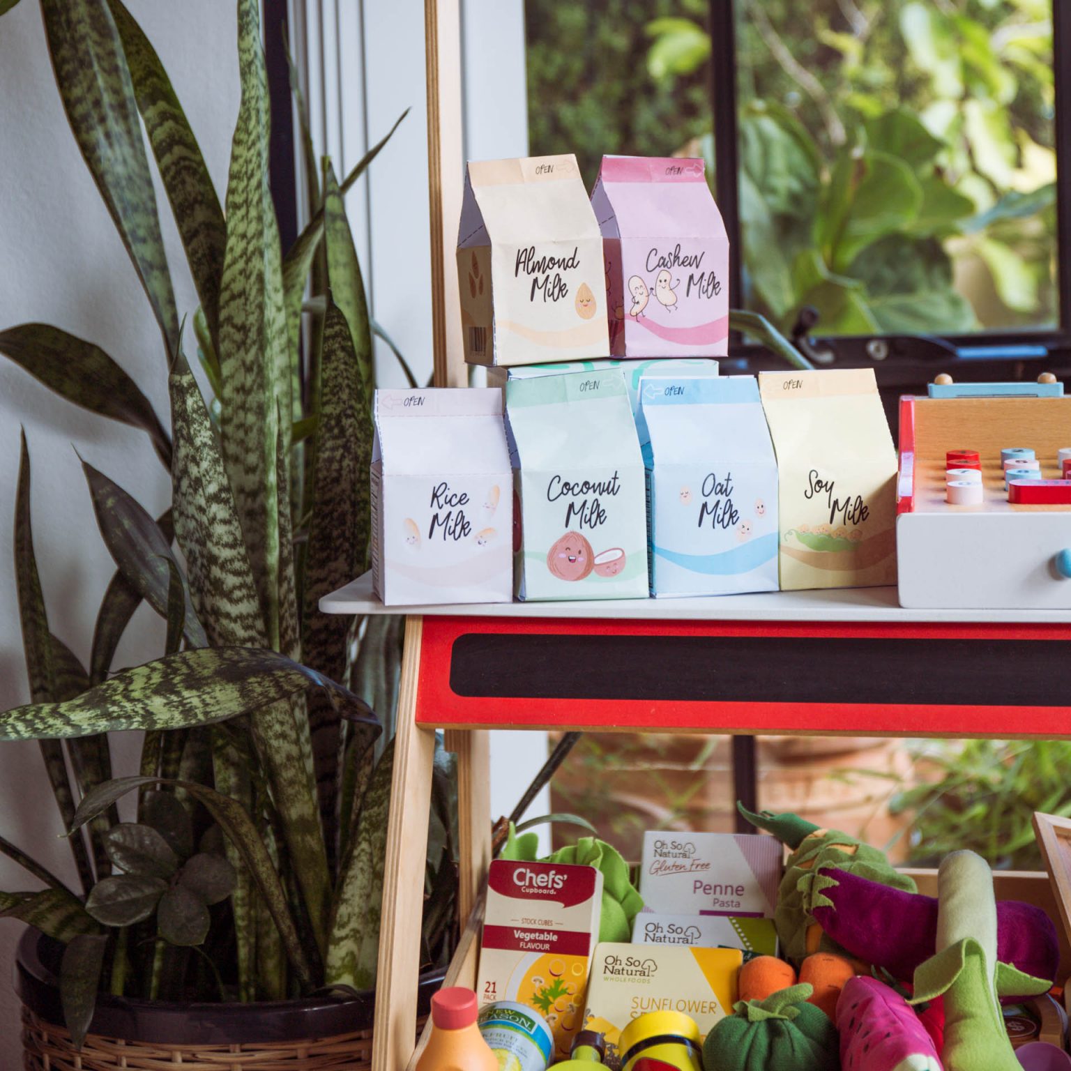 Printable Plant-Based Vegan Milk Carton Play Food - Mama's Got This