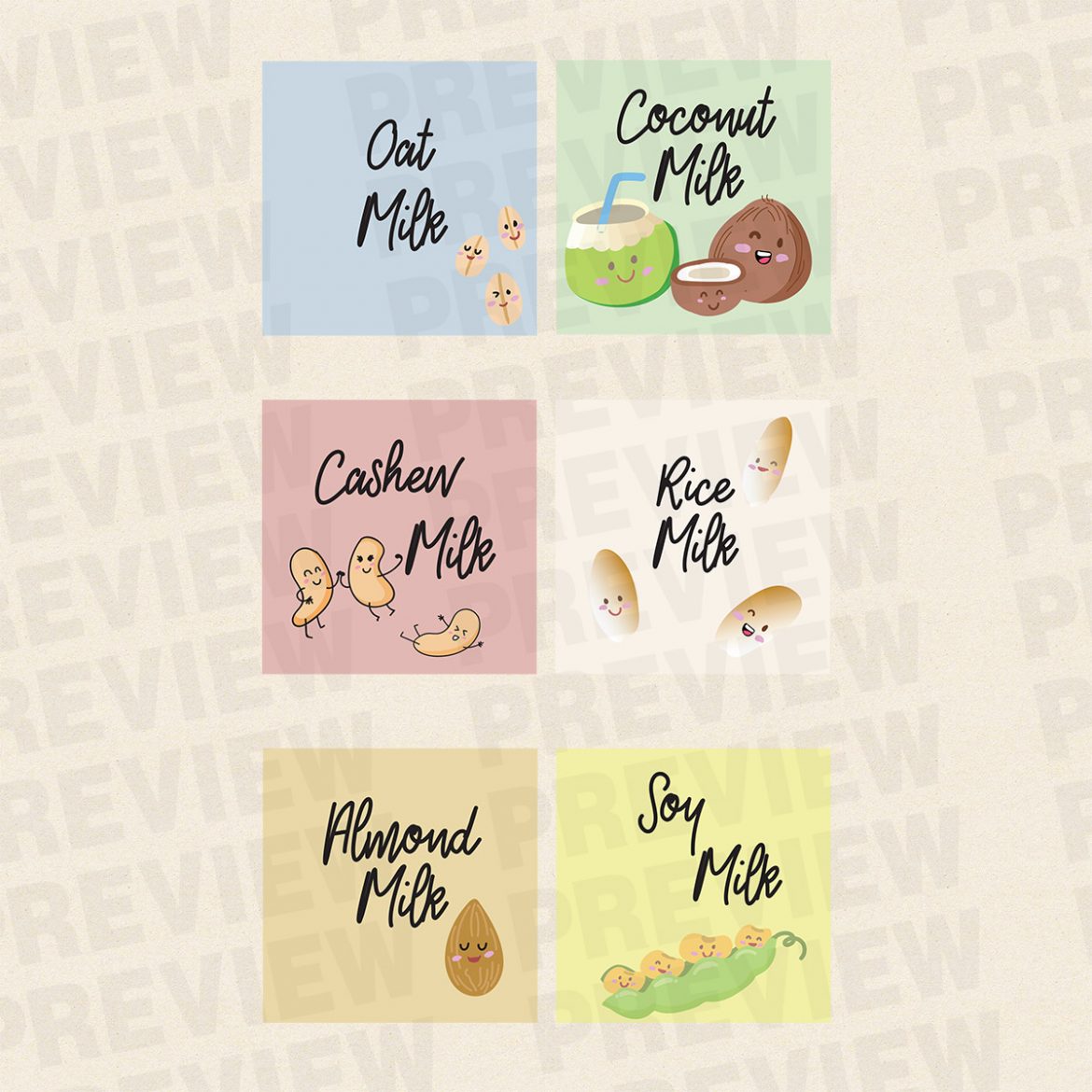 Printable Plant-Based Vegan Milk DIY Labels For Pretend Play Food ...